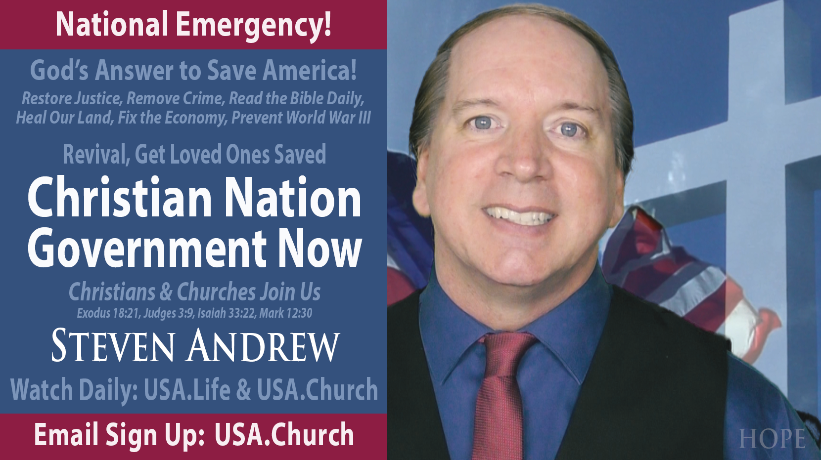Christian Nation Government Now; Steven Andrew Brings God's Favor ...